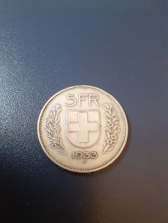1 Stück --> Silber-5 Franken 1933 (Gebraucht) in Aarburg für CHF 8 – mit Lieferung auf Ricardo ...