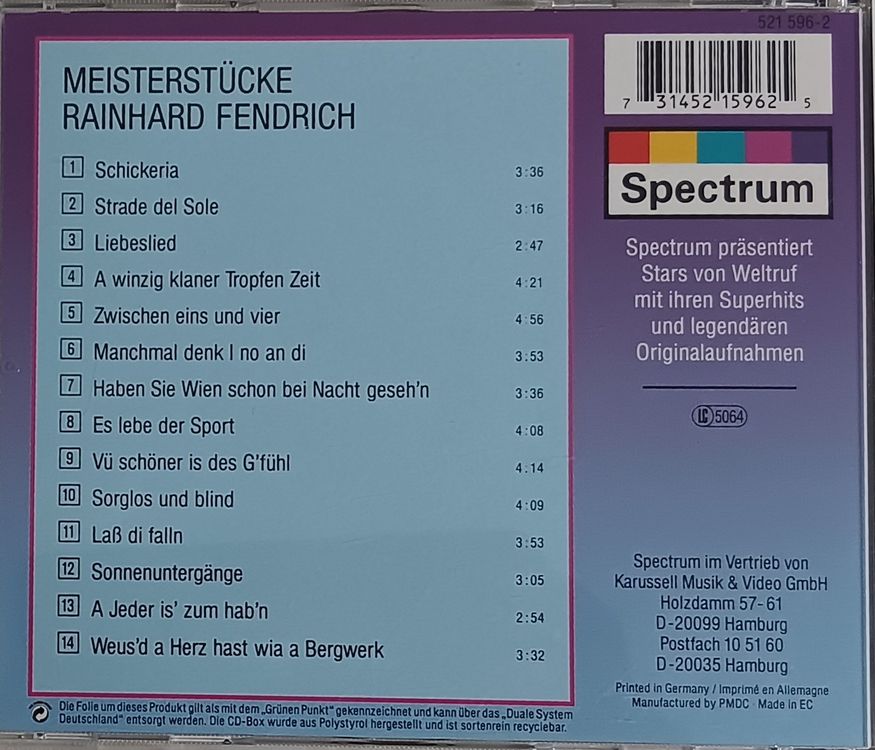 🎵 CD Rainhard Fendrich - Meisterstücke (Gebraucht) in Matzingen für CHF 2 – mit Lieferung auf ...