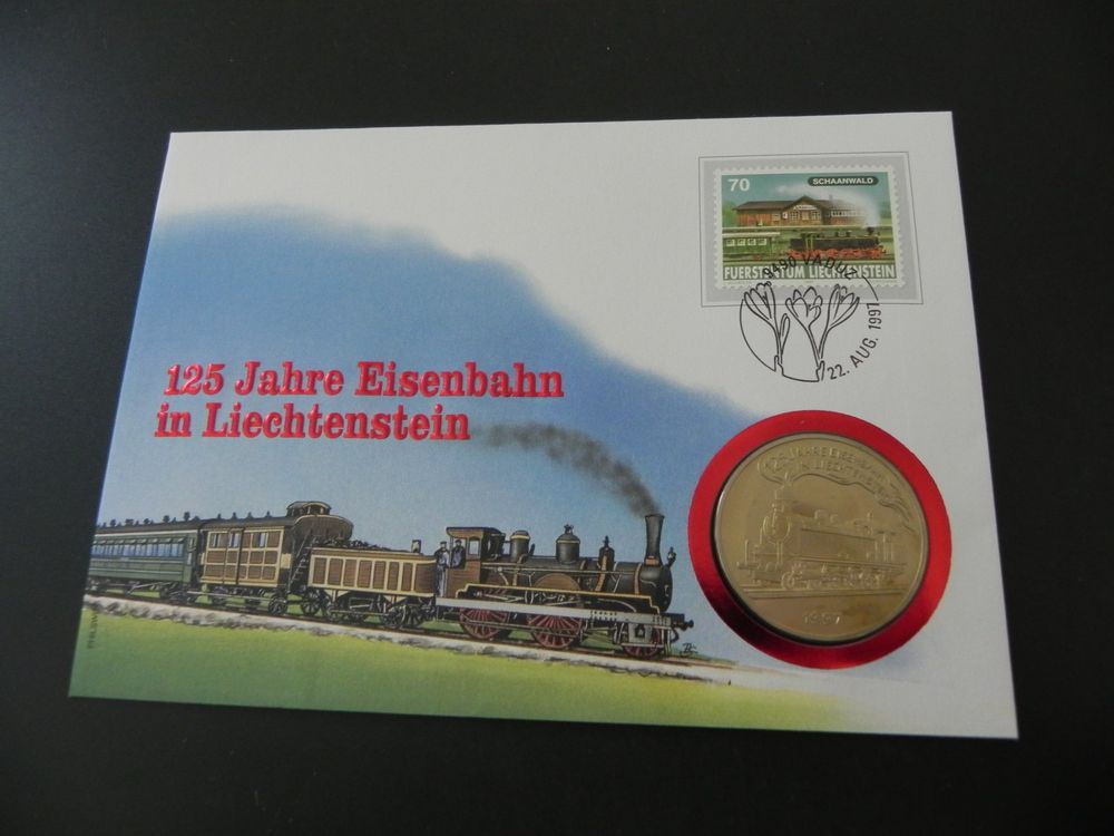 Liechtenstein 5 Euro 1997 - Münzbrief 125 Jahre Eisenbahn | Kaufen auf Ricardo