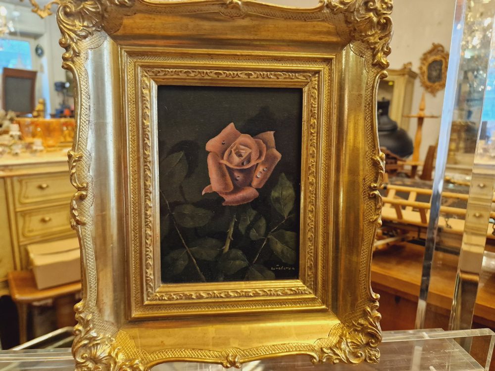 ÖLGEMÄLDE, STILLLEBEN MIT ROSE, SIGNIERT | Kaufen auf Ricardo