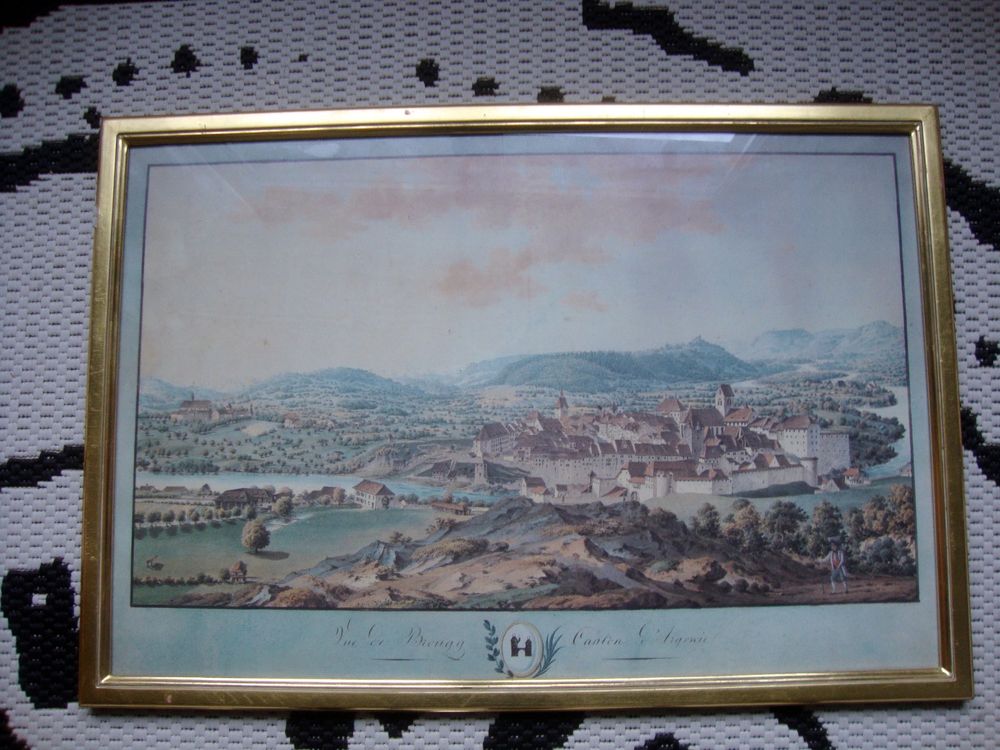Stadt Brugg um 1810 Bild Gemälde Aquarell von Heim ? | Kaufen auf Ricardo