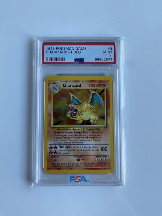 Charizard #4 - Pokémon Base Set Unlimited Holo PSA 9 | Kaufen auf Ricardo
