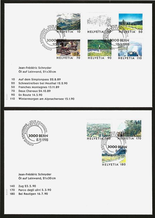 Freimarken 1998 "Bilder der Schweiz", Ersttagsbrief (Neu (gemäss Beschreibung)) in Lenk im ...