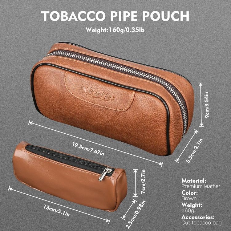 Tabakpfeife Set aus Holz mit Leder Pfeifentasche und Zubehör (Neu und originalverpackt) in ...