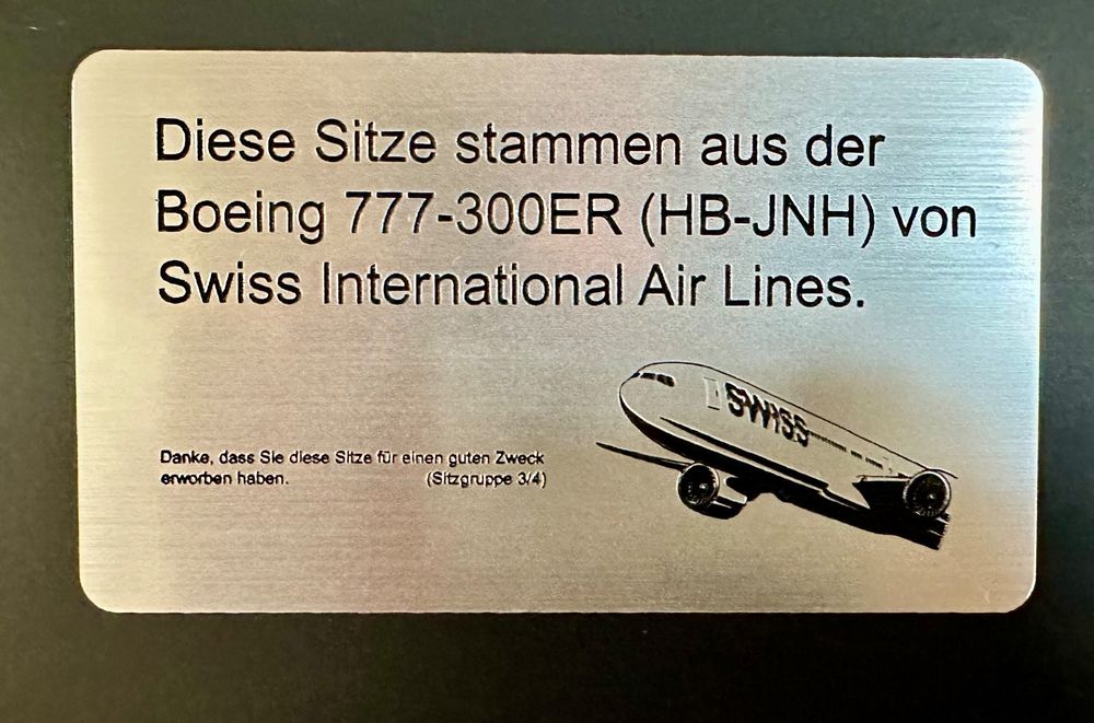 Flugzeugsitze (3er-Reihe) aus einer SWISS Boeing 777-300ER (Gebraucht ...