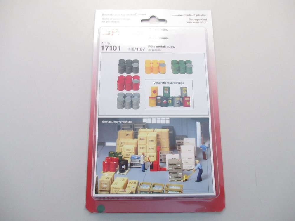 Preiser 2 x 17100, 3 x 17101, Ladegut - Metallfässer, H0 (Gebraucht) in ...