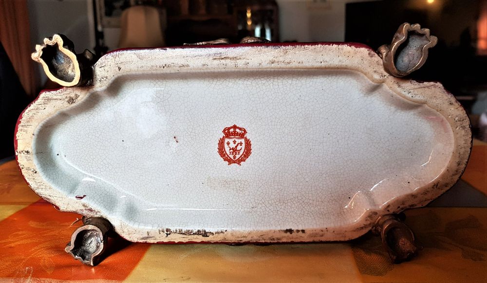 Objet rare Ancien Encrier en faïence craquelée et bronze (Gebraucht) in ...