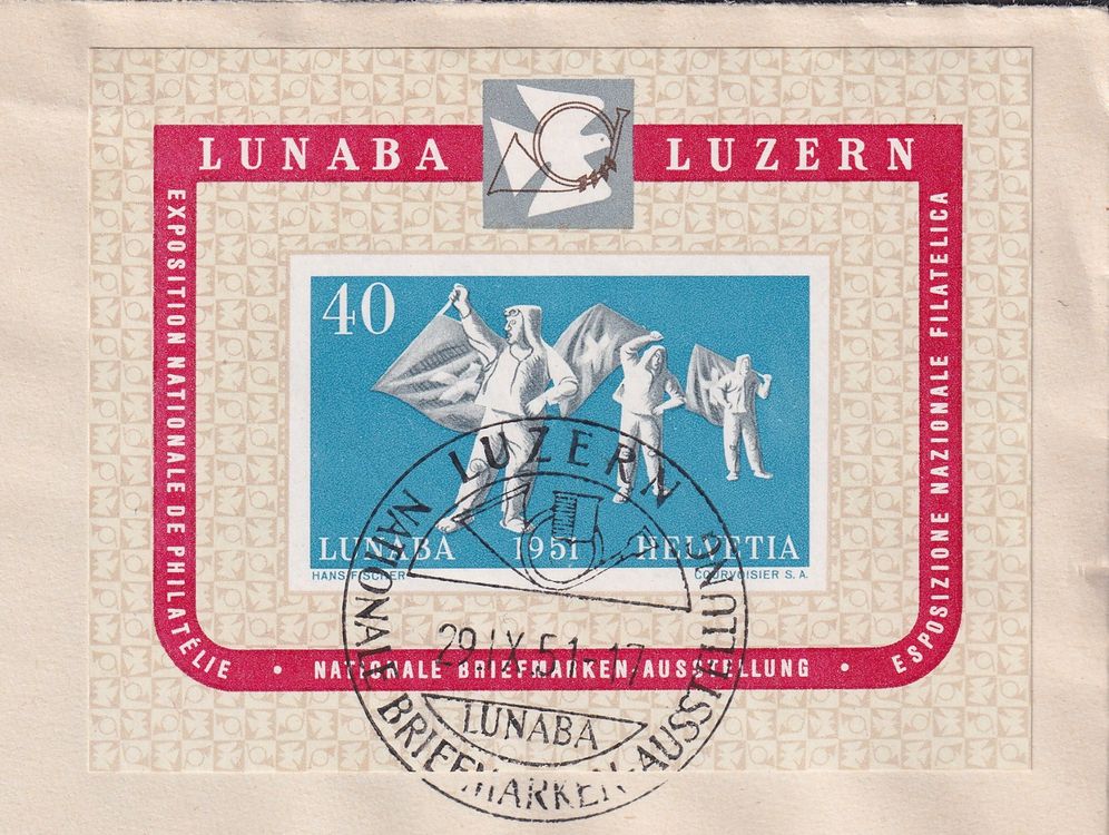 W32 auf FDC, LUNABA Block Luzern 1951, Kat: 250.- (Gebraucht) in Ebikon ...
