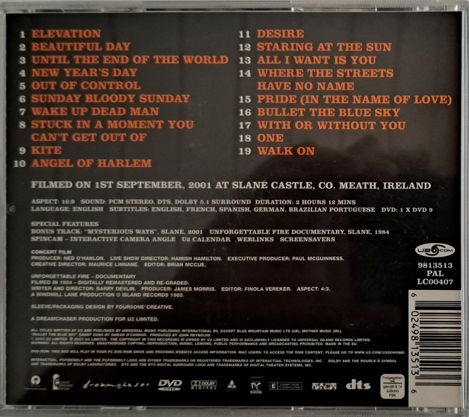 U2- Go Home Live from Slane Castle Ireland 2001 DVD 19Tracks (Gebraucht ...