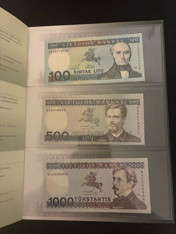Lithuania 100 500 1000 Litu 1991-1994 year P-50b 51 52 UNC I (Neu ...