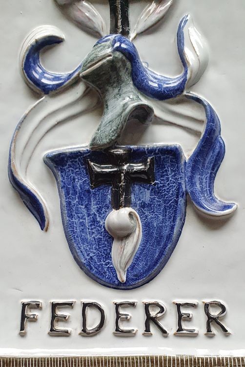 Familie-Wappen Federer, auf Keramik-Platte (Gebraucht) in Kreuzlingen für CHF 120 – mit ...