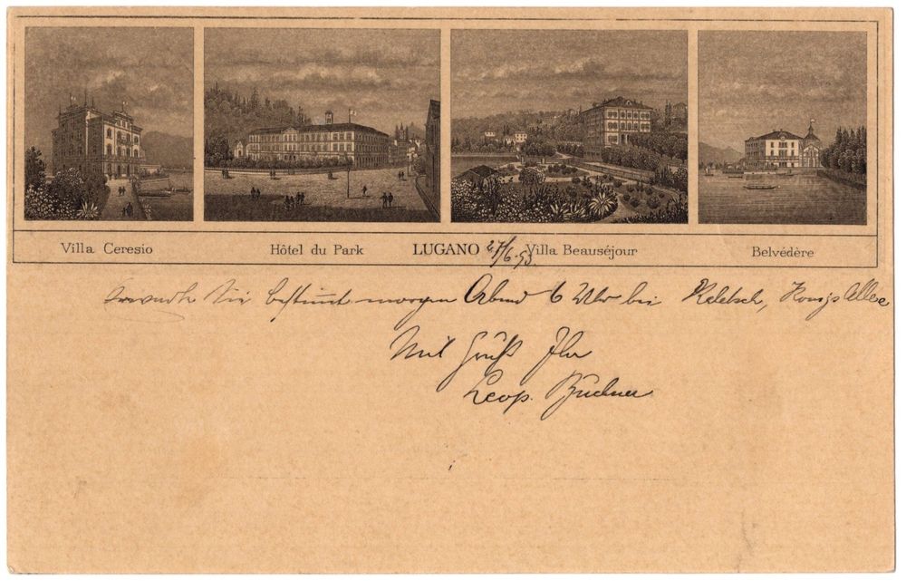 Lugano Privatzudruck auf Ganzsachen-Postkarte von 1893 (Gebraucht) in Eglisau für CHF 30 – mit ...