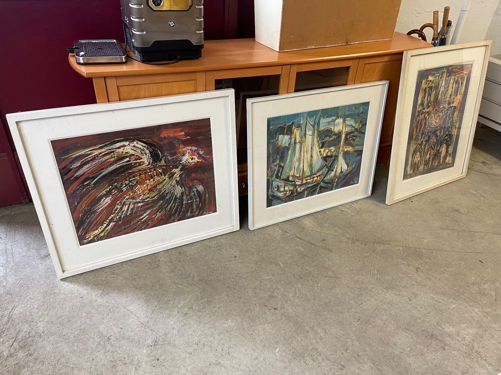 3x Abstrakte Kunst Gemälde signiert frenel | Kaufen auf Ricardo