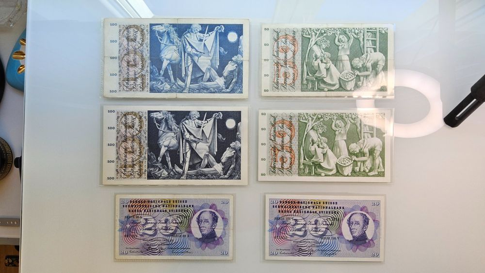 Collection d'anciens billets Suisse 100.- 50.- 20.- (D'occasion) à ...