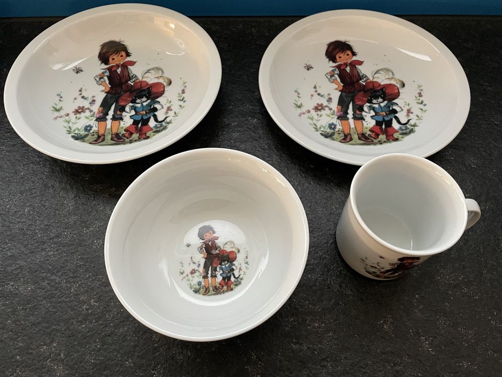 Triptis Porzellan Kindergeschirr „Der gestiefelte Kater“ (Neu (gemäss ...