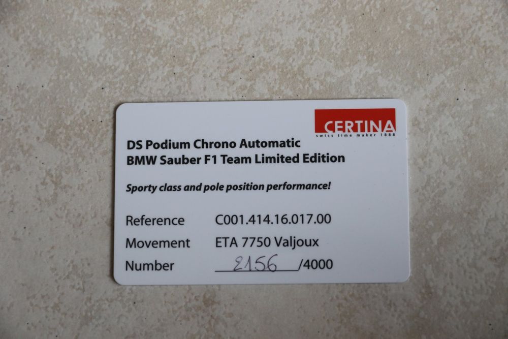 Certina Podium BMW Sauber F1 Team Limited Edition (Neu (gemäss ...