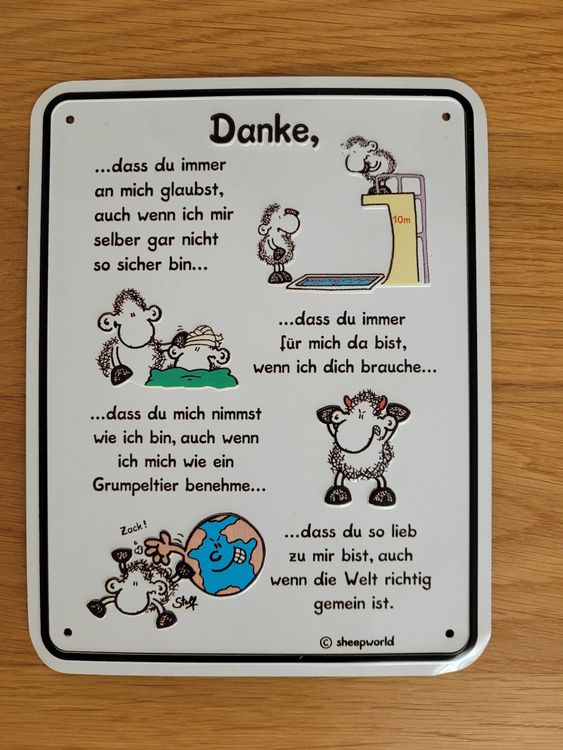 SHEEPWORLD Schild DANKE | Kaufen auf Ricardo