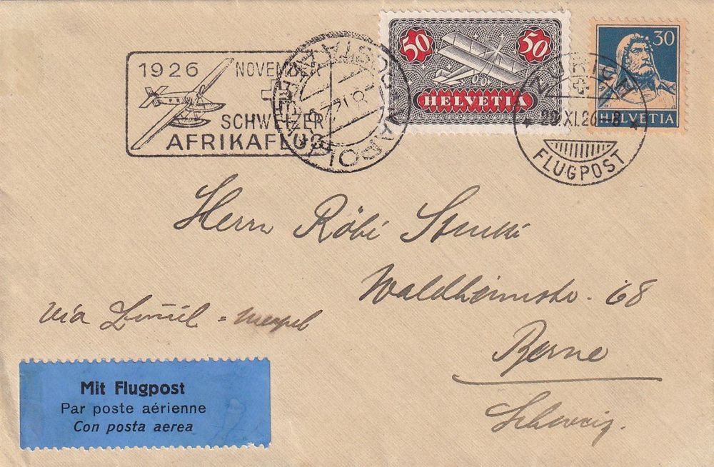 1. Afrikaflug Mittelholzer (Etappe Zürich - Neapel) 1926 (Gebraucht) in Baar für CHF 12 – mit ...