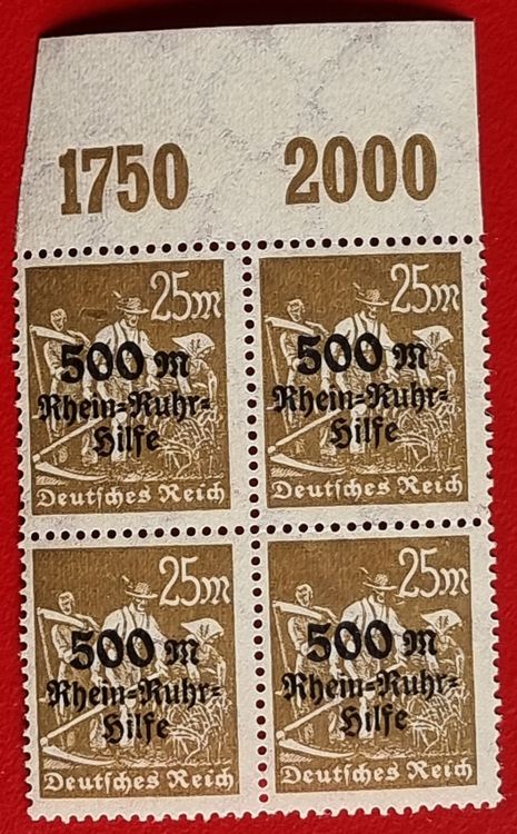 DEUTSCHES REICH INFLATION RHEIN RUHR HIL. VIERERBLOCK 1923** (Neu (gemäss Beschreibung)) in ...