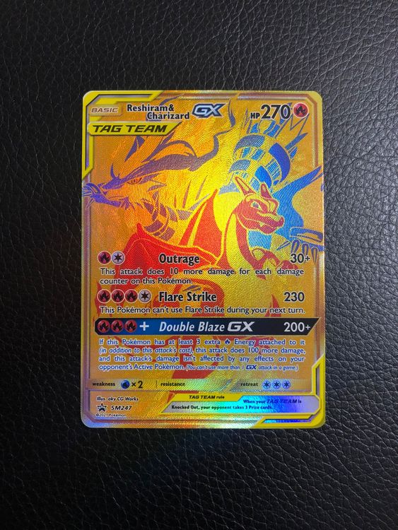 Reshiram & Charizard GX Full Art Gold PROMO SM247 NM-M Ab 1 (Gebraucht) in Paradiso für CHF 23 ...