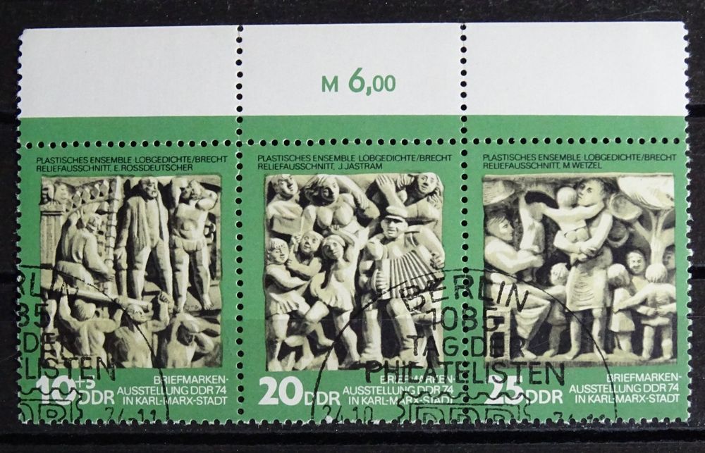 DDR 1974, 3er Streifen gestempelt (Gebraucht) in Haslen GL für CHF 0.4 – mit Lieferung auf ...