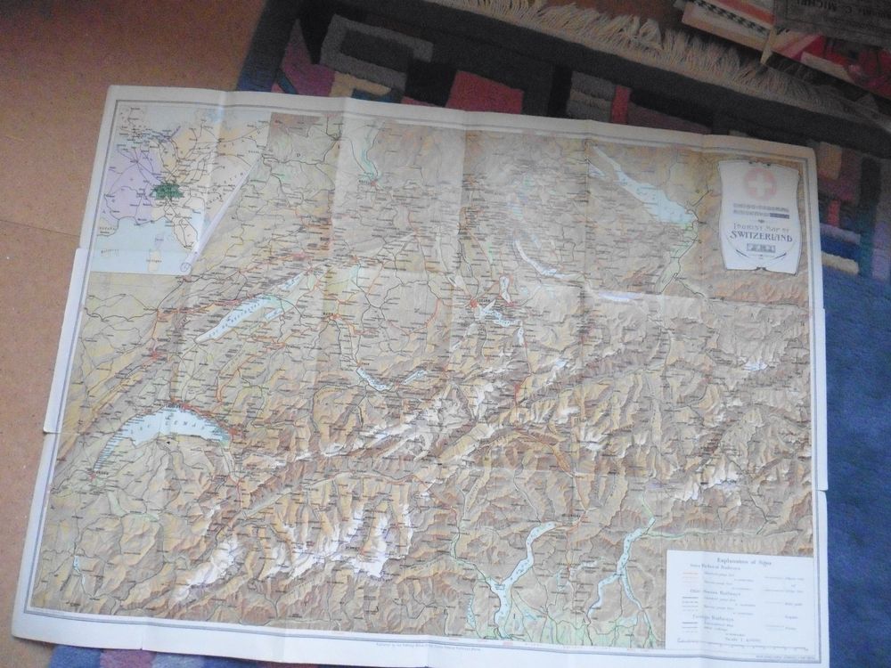 CH-Bahnen-Reise-Karte,Litho,1909,Reklame,Tourist-map,SBB (Gebraucht) in Lausen für CHF 6 – mit ...