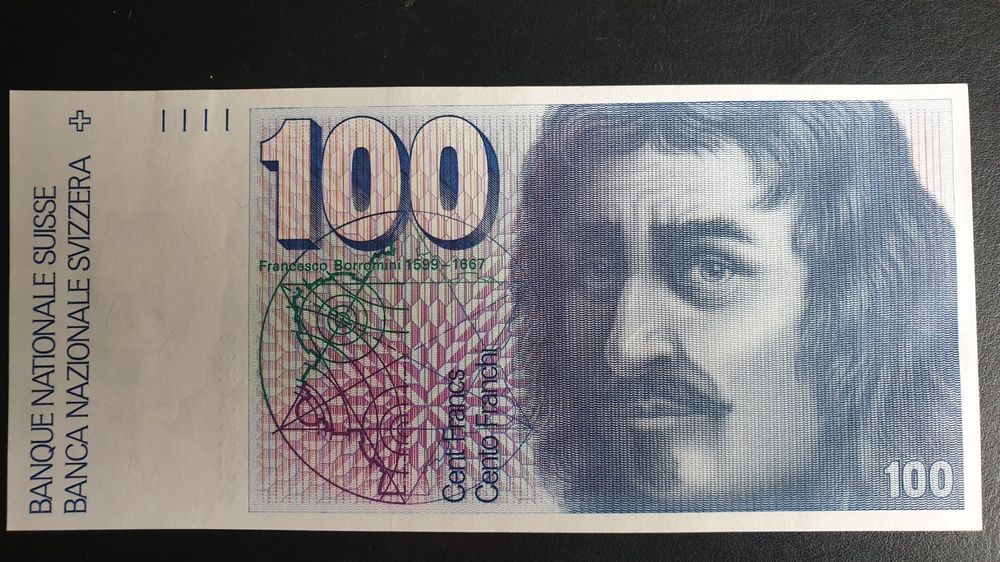 100 Franken Note, Francesco Borromini, ungefaltet wie neu (Gebraucht ...