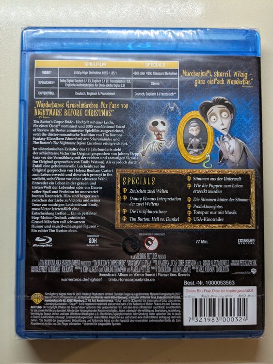 Tim Burton's Corpse Bride [Blu-ray/neu & OVP] (Neu und originalverpackt ...