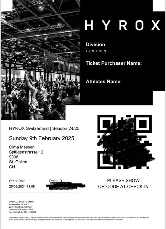 HYROX Ticket St. Gallen 09.02.2025 (Neu (gemäss Beschreibung)) in Zürich für CHF 200 – nur ...