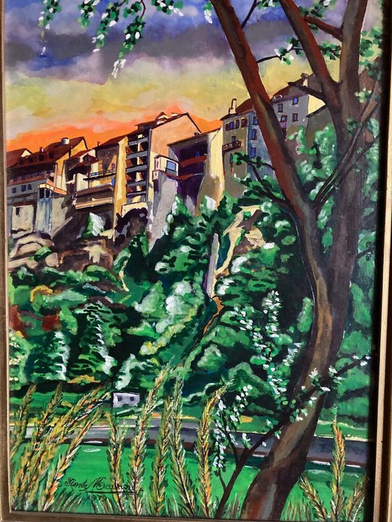 Aquarelle d'André Mauron, vieille ville de Fribourg. (Gebraucht) in La ...