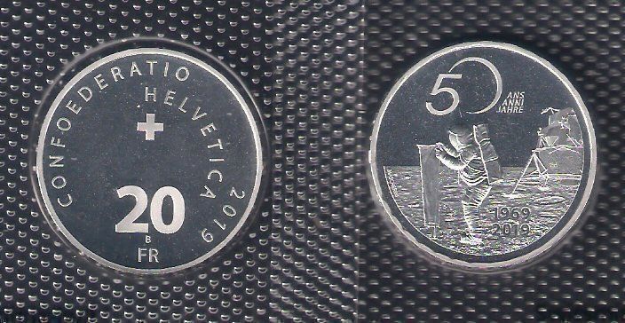 SCHWEIZ 20 FR 2019 MONDLANDUNG STGL | Kaufen auf Ricardo