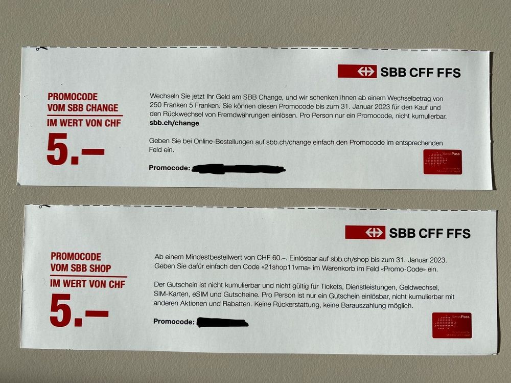 Promocode vom SBB Shop & SBB Change (Neu (gemäss Beschreibung)) in ...