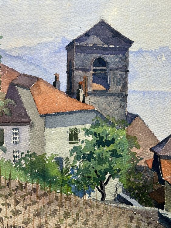 Fernand James JUNOD Aquarelle sur carton "Saint-Saphorin" | Kaufen auf Ricardo