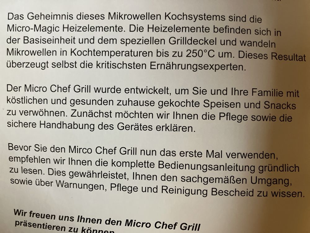 Micro Chef GRILL | Kaufen auf Ricardo