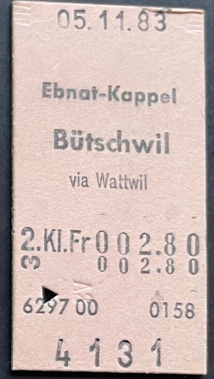 Ebnat-Kappel Bütschwil Via Wattwil/1983 (Gebraucht) in Wabern für CHF 2 – mit Lieferung auf ...