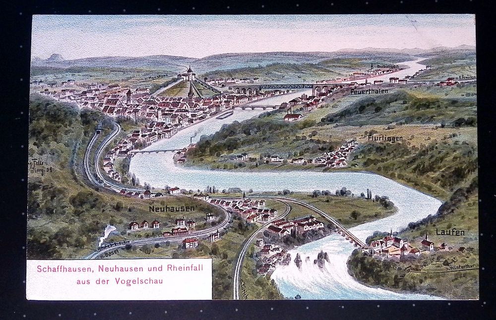 AK Schaffhausen Neuhausen und Rheinfall Vogelschau ungel. (Gebraucht ...