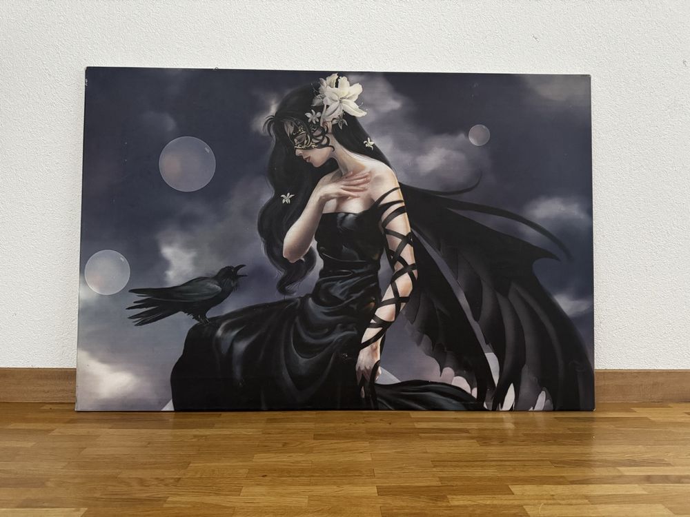 Toile,tableau fantasy femme corbeau, décor gothique (D'occasion) à Mont ...