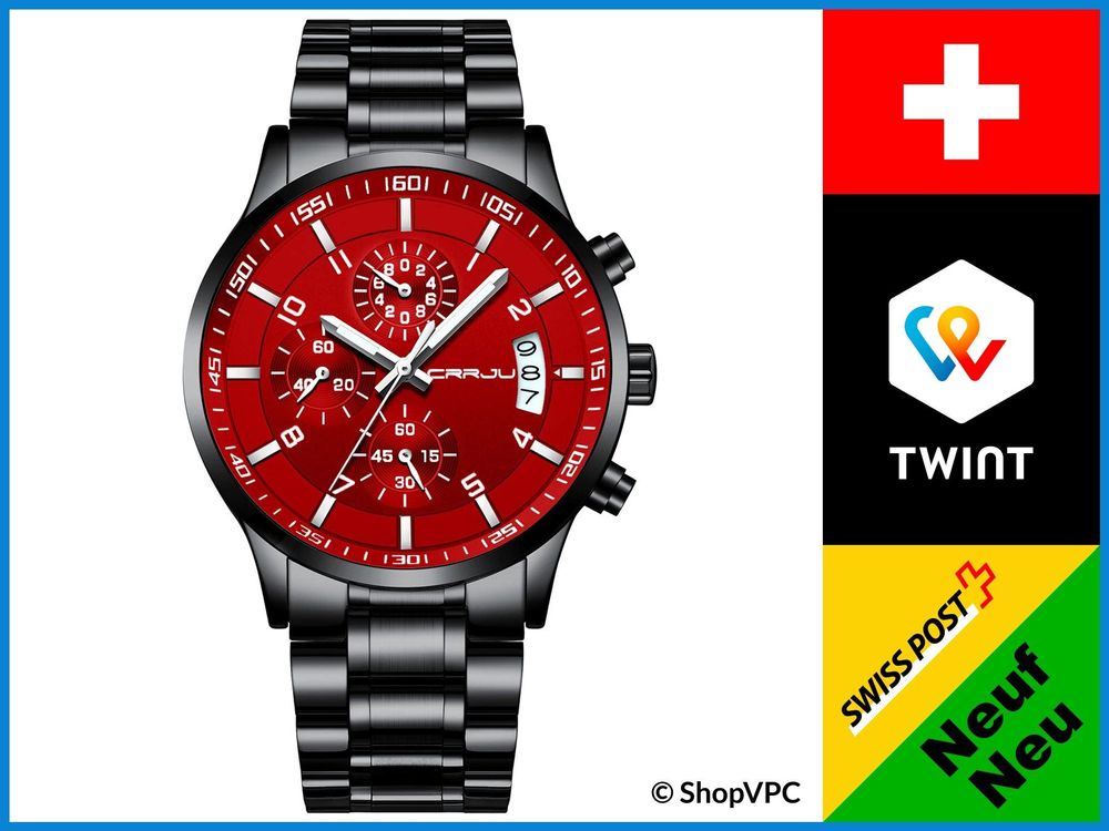 Armbanduh Wasserdichte Edelstahl Chronographen Uhr in Rot | Kaufen auf ...