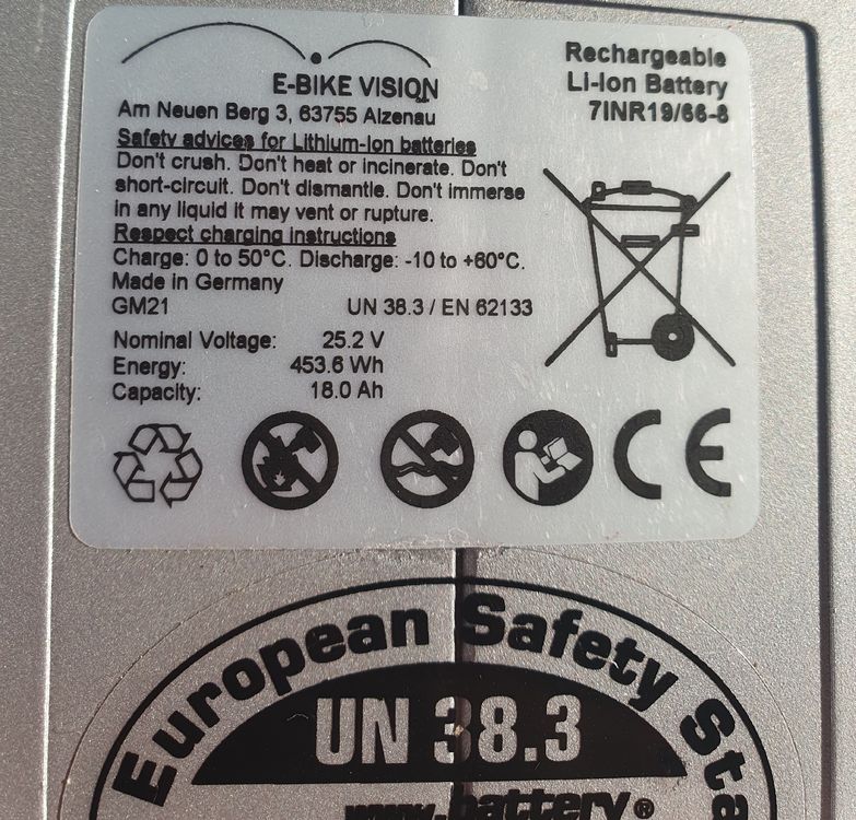 E-Bike Akku 26V , 18 Ah 85%Kapazität (Gebraucht) in Oberuzwil für CHF 319 – nur Abholung auf ...