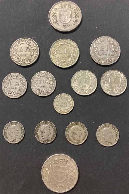 14 pièces en argent 🇨🇭 (D'occasion) à pour CHF 45 – avec livraison ...