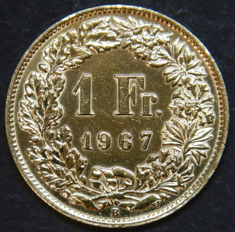 Schweiz * 1 Franken 1967 * echt Vergoldet Glücksbringer | Kaufen auf ...