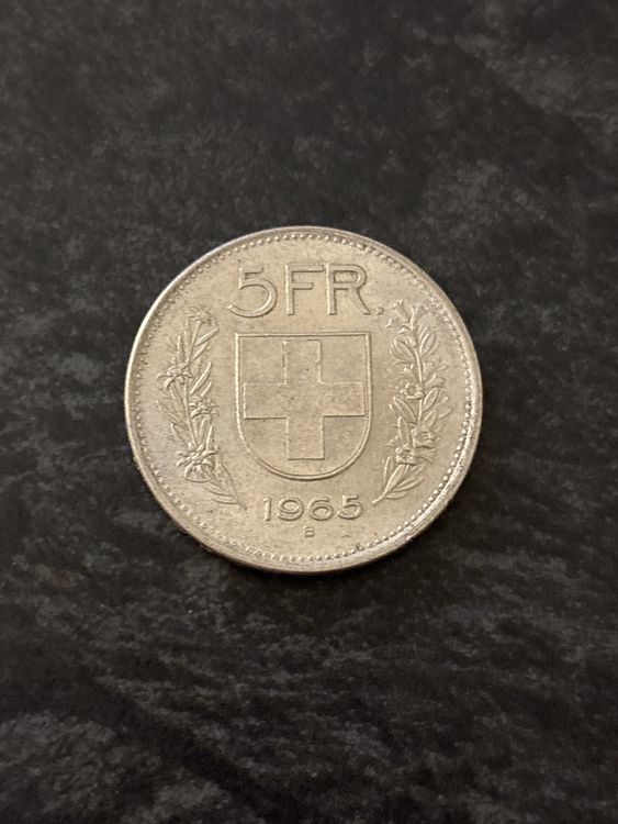 Silbermünze 5 Franken 1965 - CH Helvetia Schweiz (Gebraucht) in Ebnat-Kappel für CHF 10 – mit ...