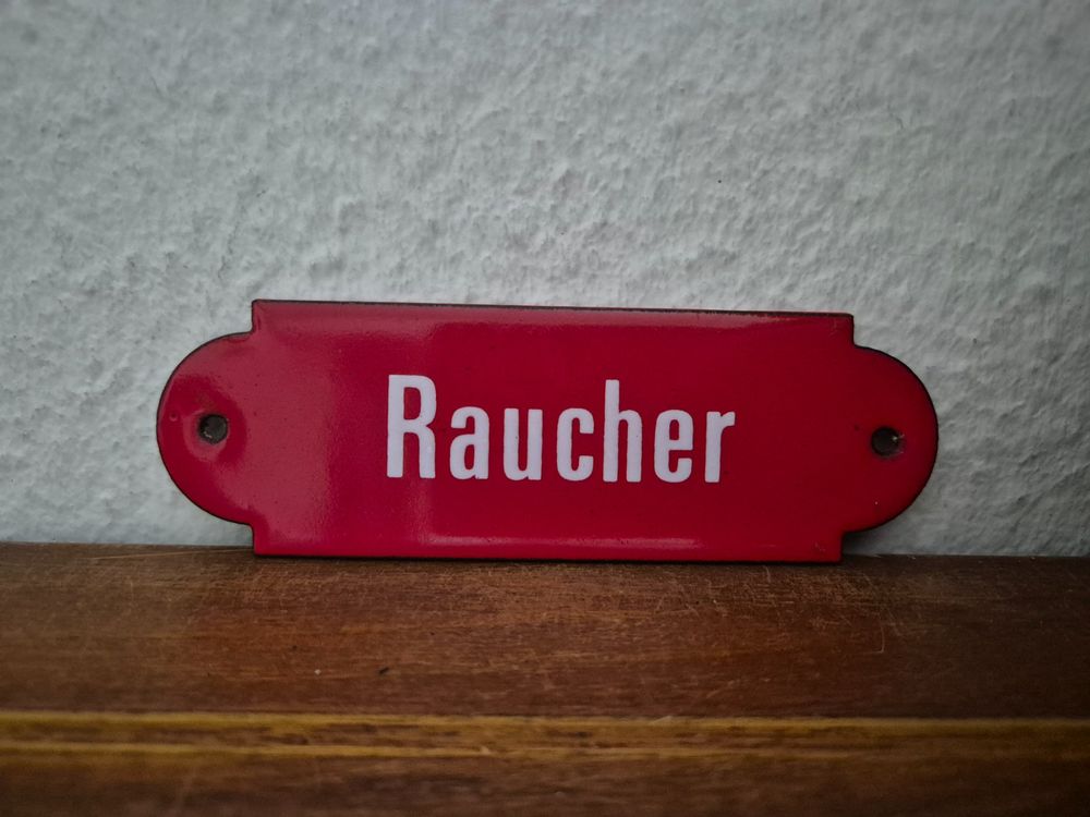 Emailschild Raucher Bahn Zug Tram Emaille Schild Vorsicht (Neu (gemäss Beschreibung)) in ...