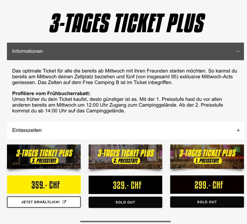 Openair Frauenfeld 3-Tages Ticket Plus | Kaufen auf Ricardo