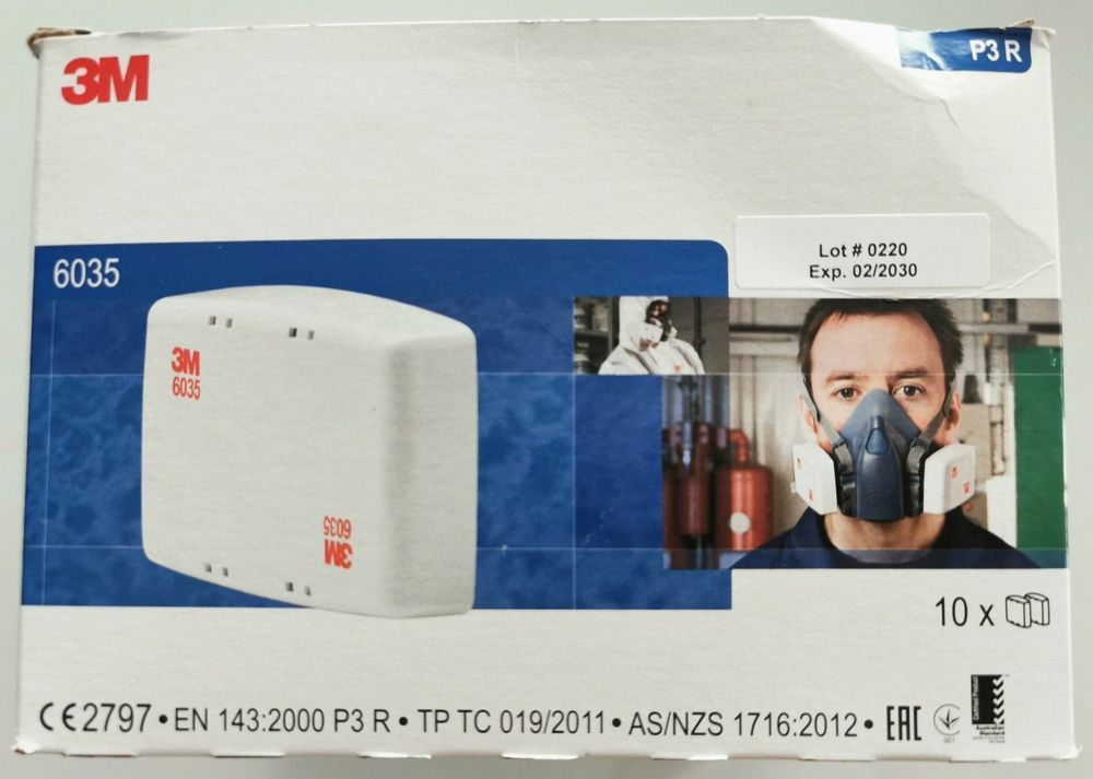 3M PARTIKELFILTER 6035 P3R GEKAPSELT 10x PACK NEU FILTER (Neu und ...