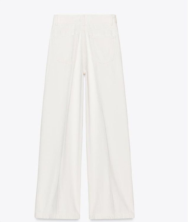 ZARA WIDE LEG HOHER BUND Jeans weiss Hose Sommerhose 40 NEU (Neu und ...