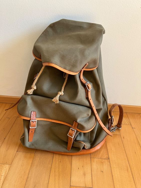 Militärrucksack Vintage ungebraucht BW-Stoff Lederdetails (Neu (gemäss ...