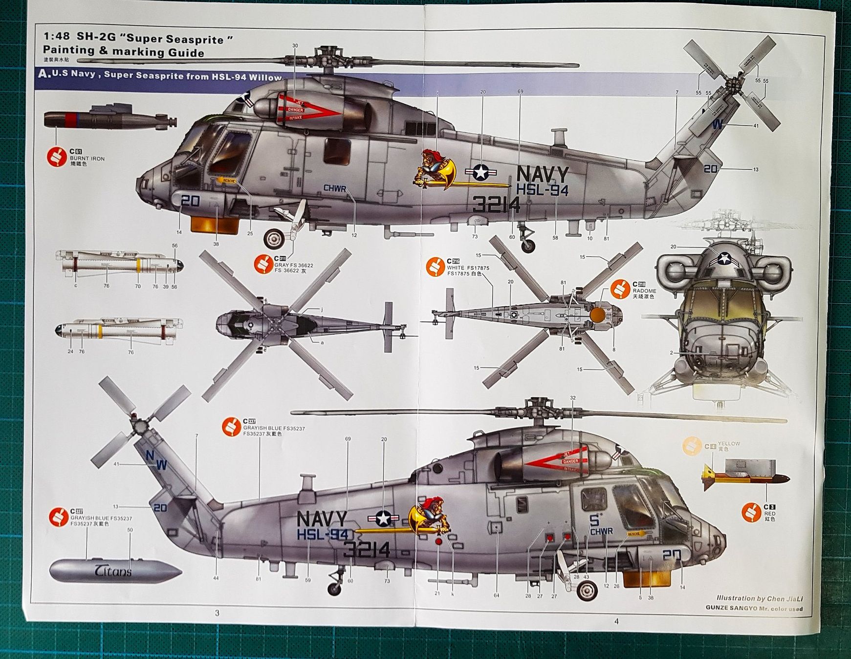 Helikopter U.S. NAVY, SH-2F "Seasprite" Kitty Hawk 1:48 (Neu (gemäss ...