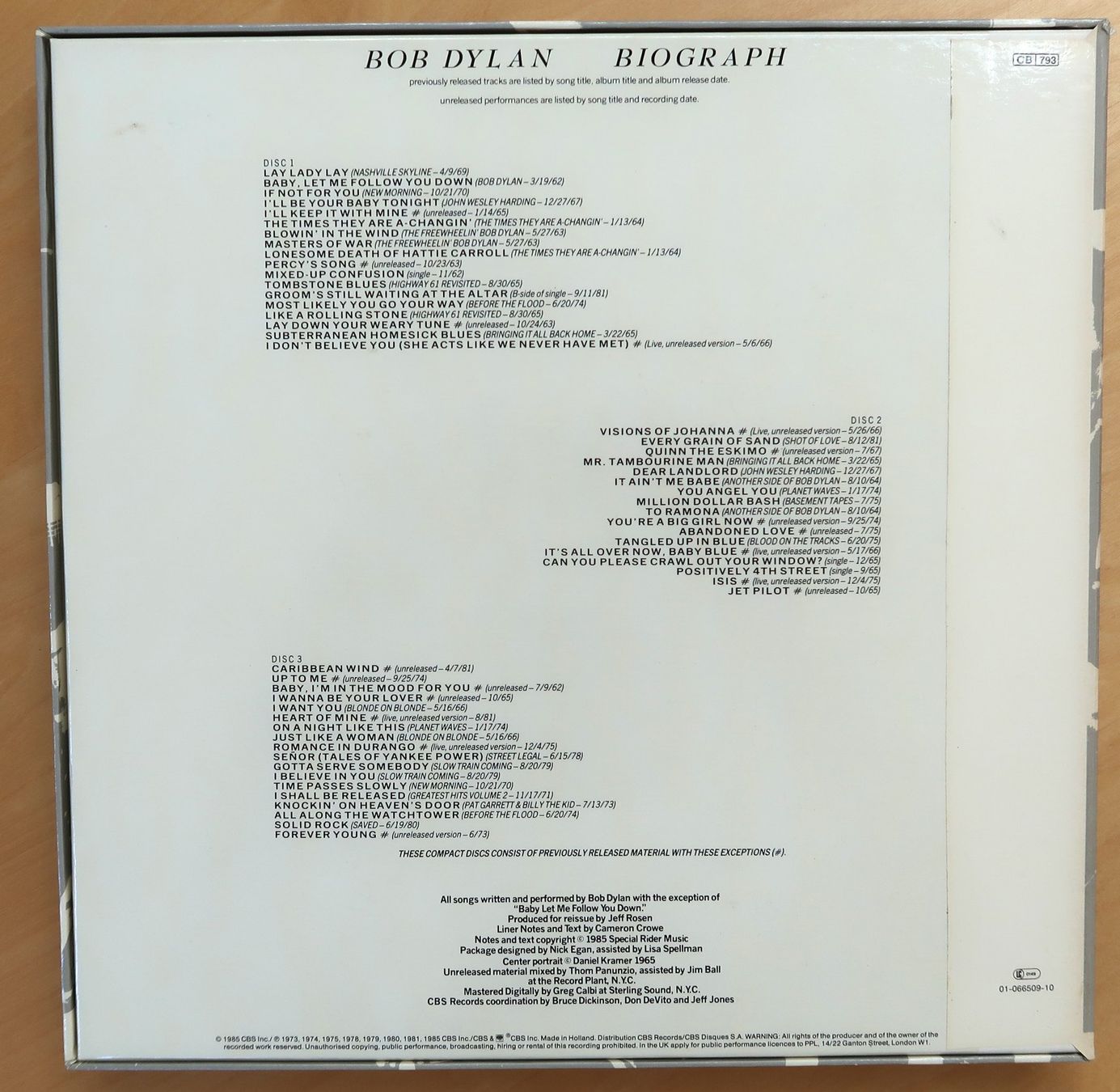 BOB DYLAN - BIOGRAPH (3 CD-Box im LP-Format, neuwertig) (Gebraucht) in ...