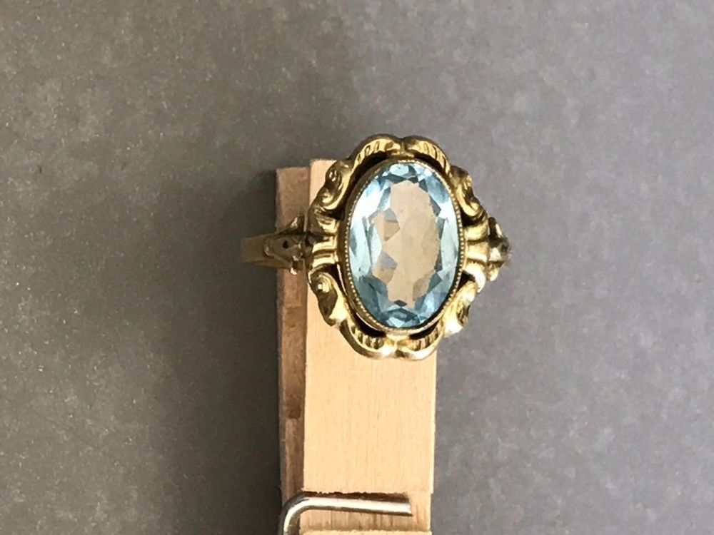 vergoldeter Ring aquamarin farb. SPINELL | Kaufen auf Ricardo